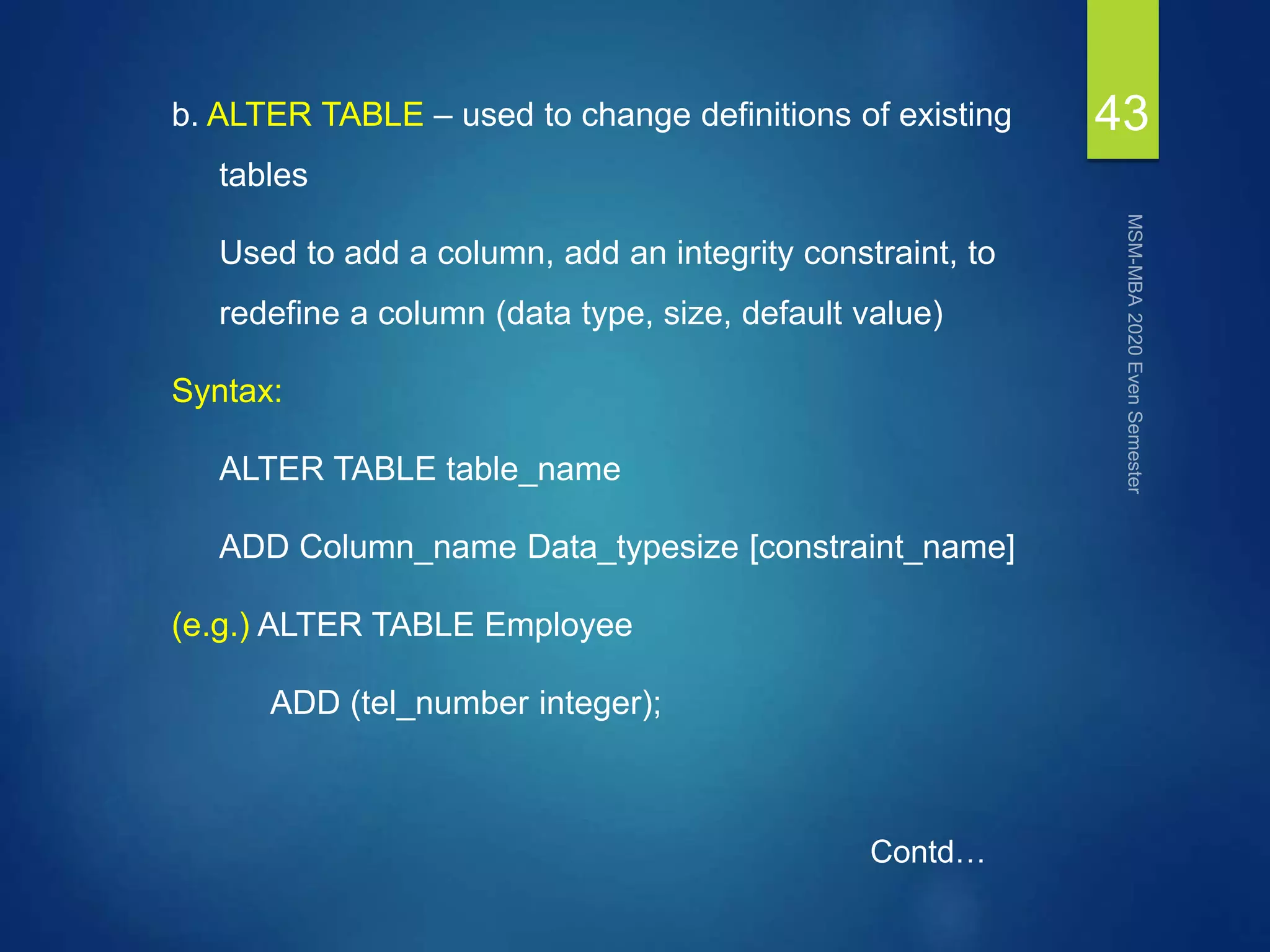 Information Management unit 3 Database management systems | PPTX