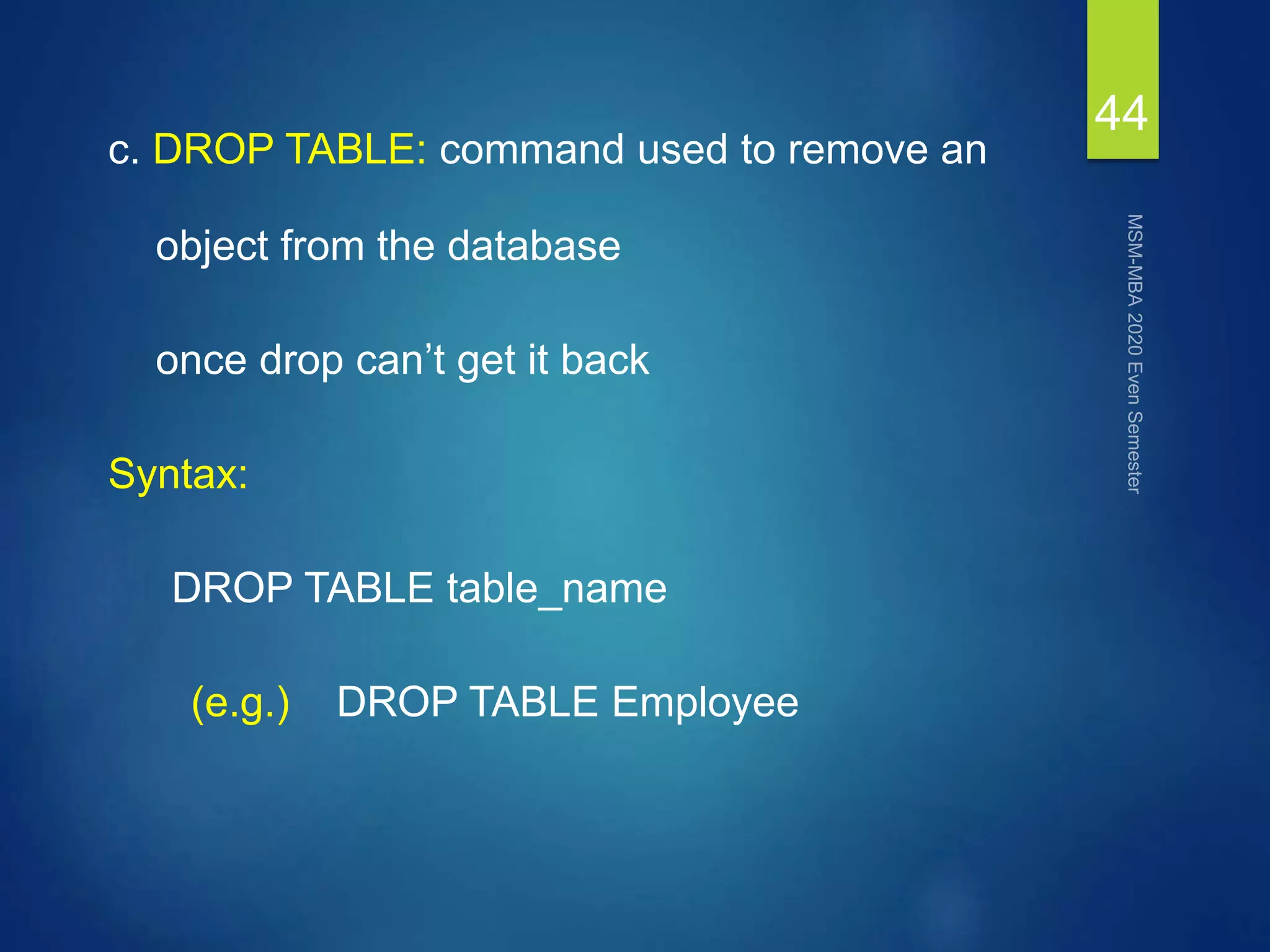 Information Management unit 3 Database management systems | PPTX