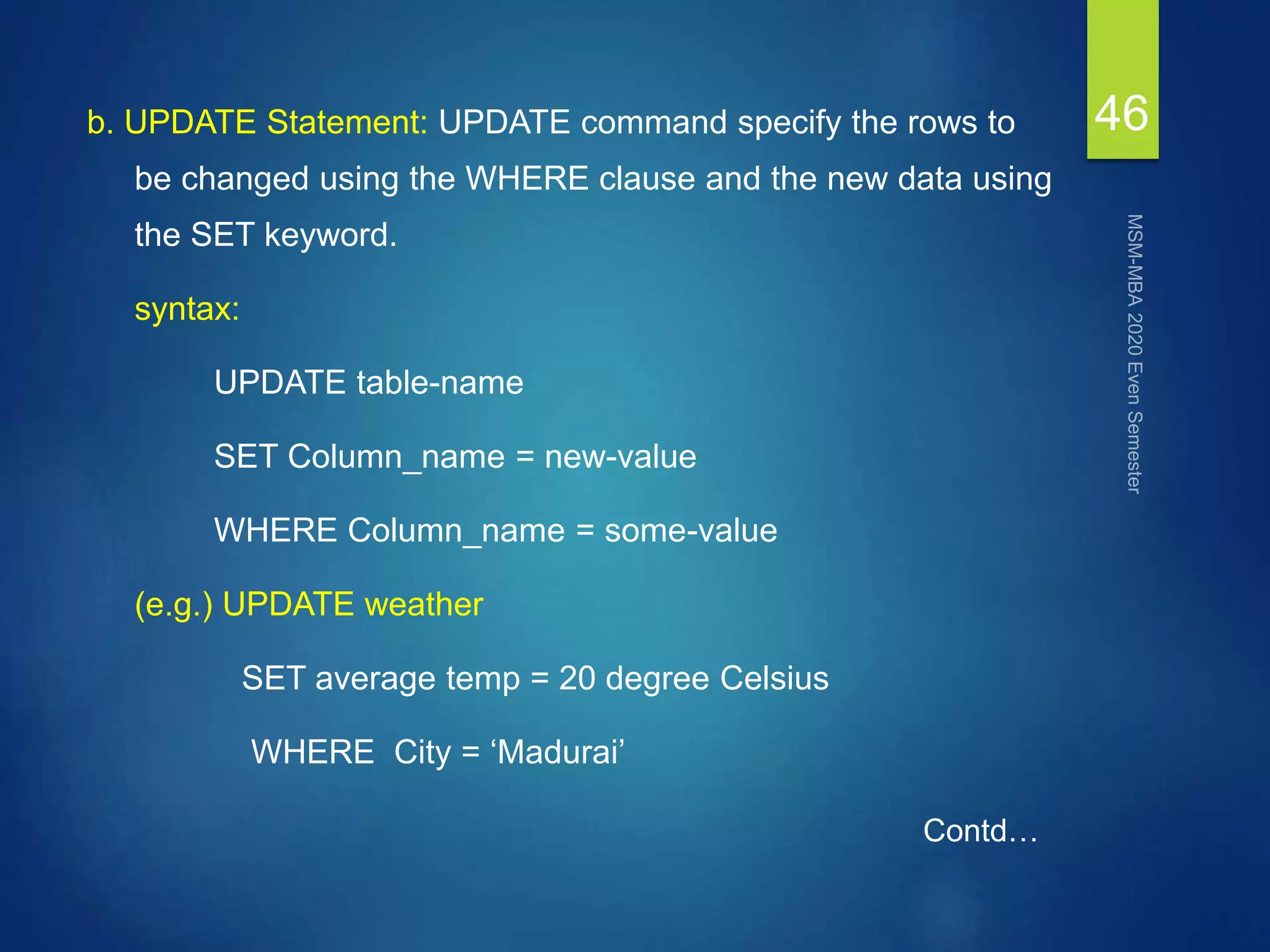 Information Management unit 3 Database management systems | PPTX