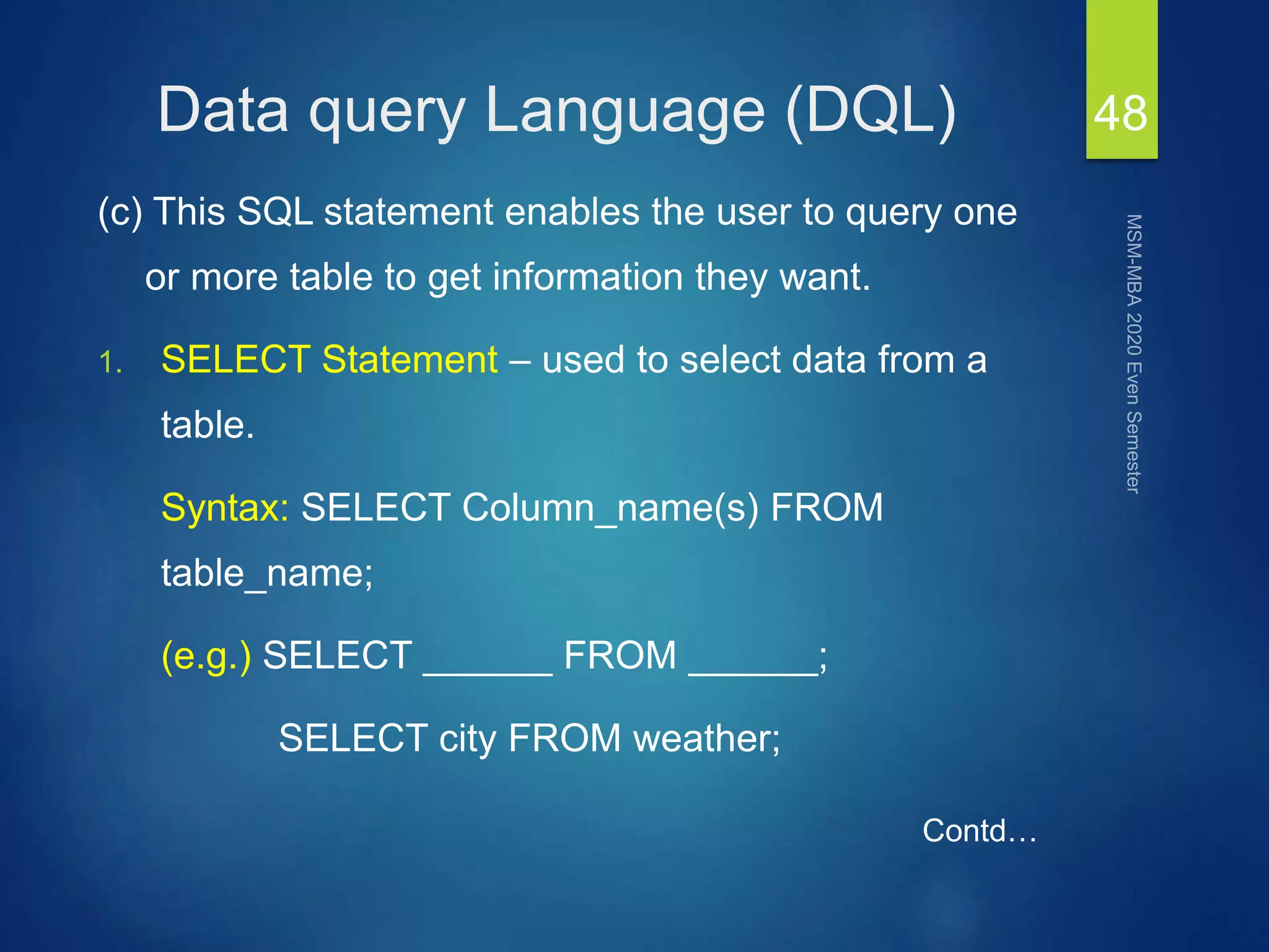 Information Management unit 3 Database management systems | PPTX