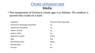 IMViC biochemical tests | PPTX