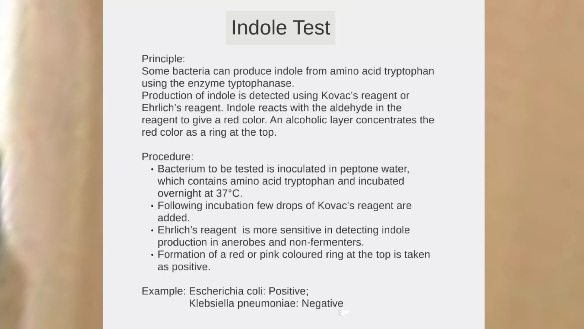 IMViC (Indole Methyl red Voges prascuer Citrate) Test | PDF