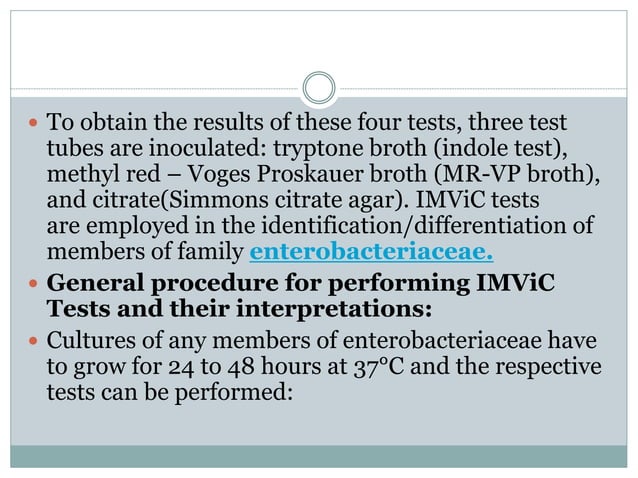 IMViC (Biochemical test) | PPTX | Chemistry | Science