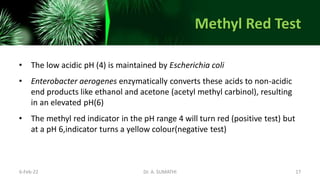 Dr. A. SUMATHI - Pharmaceutical Microbiology - IMViC Tests | PDF