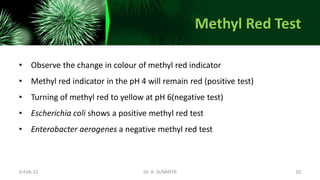 Dr. A. SUMATHI - Pharmaceutical Microbiology - IMViC Tests | PDF