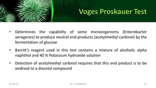 Dr. A. SUMATHI - Pharmaceutical Microbiology - IMViC Tests | PDF