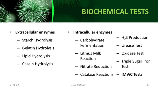 Dr. A. SUMATHI - Pharmaceutical Microbiology - IMViC Tests | PDF