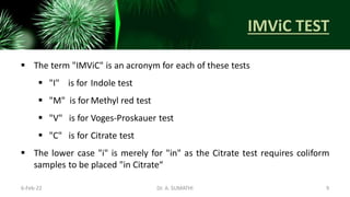 Dr. A. SUMATHI - Pharmaceutical Microbiology - IMViC Tests | PDF