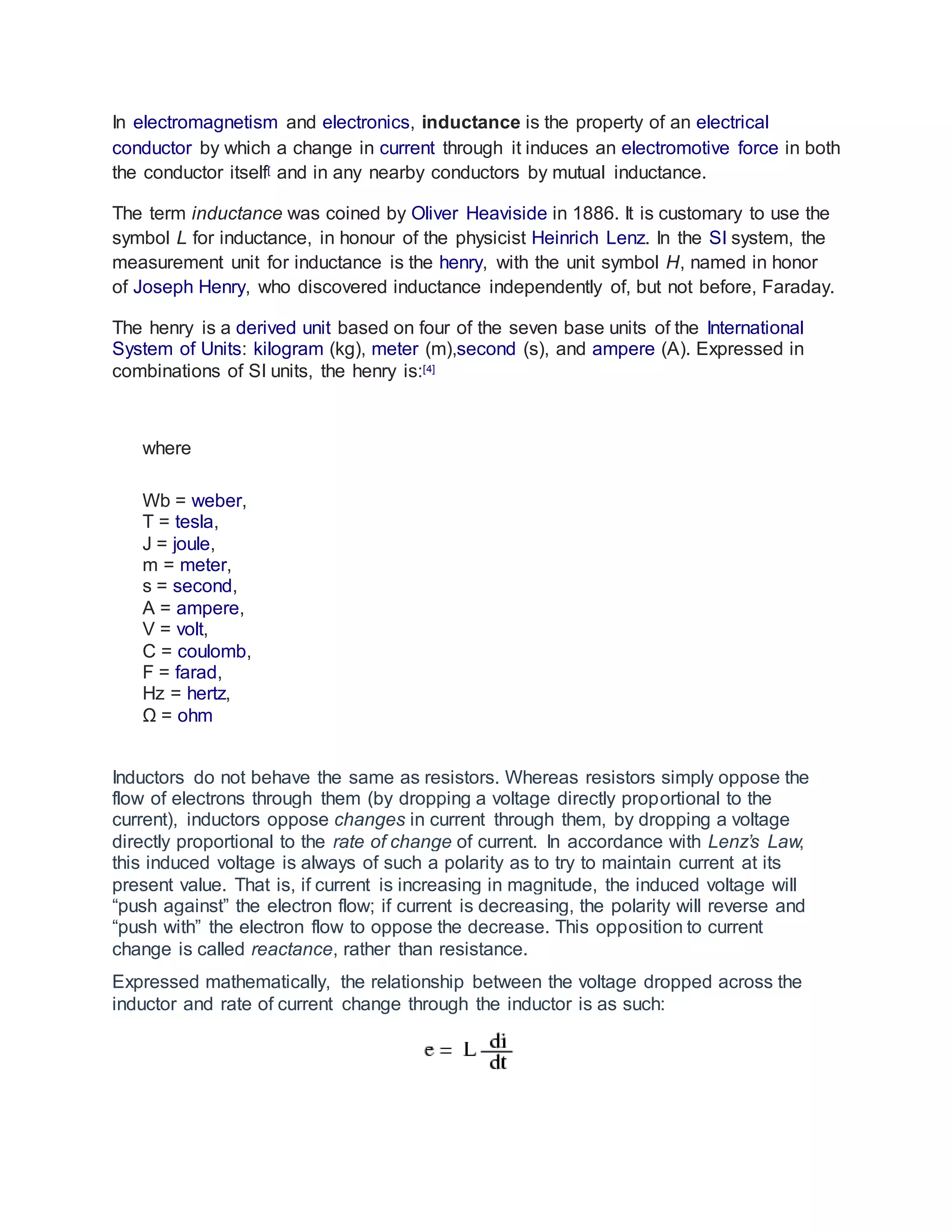 Inductance and Inductor | DOCX