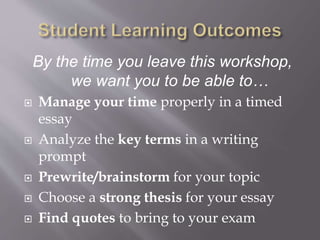 In class Essay Exams | PPTX