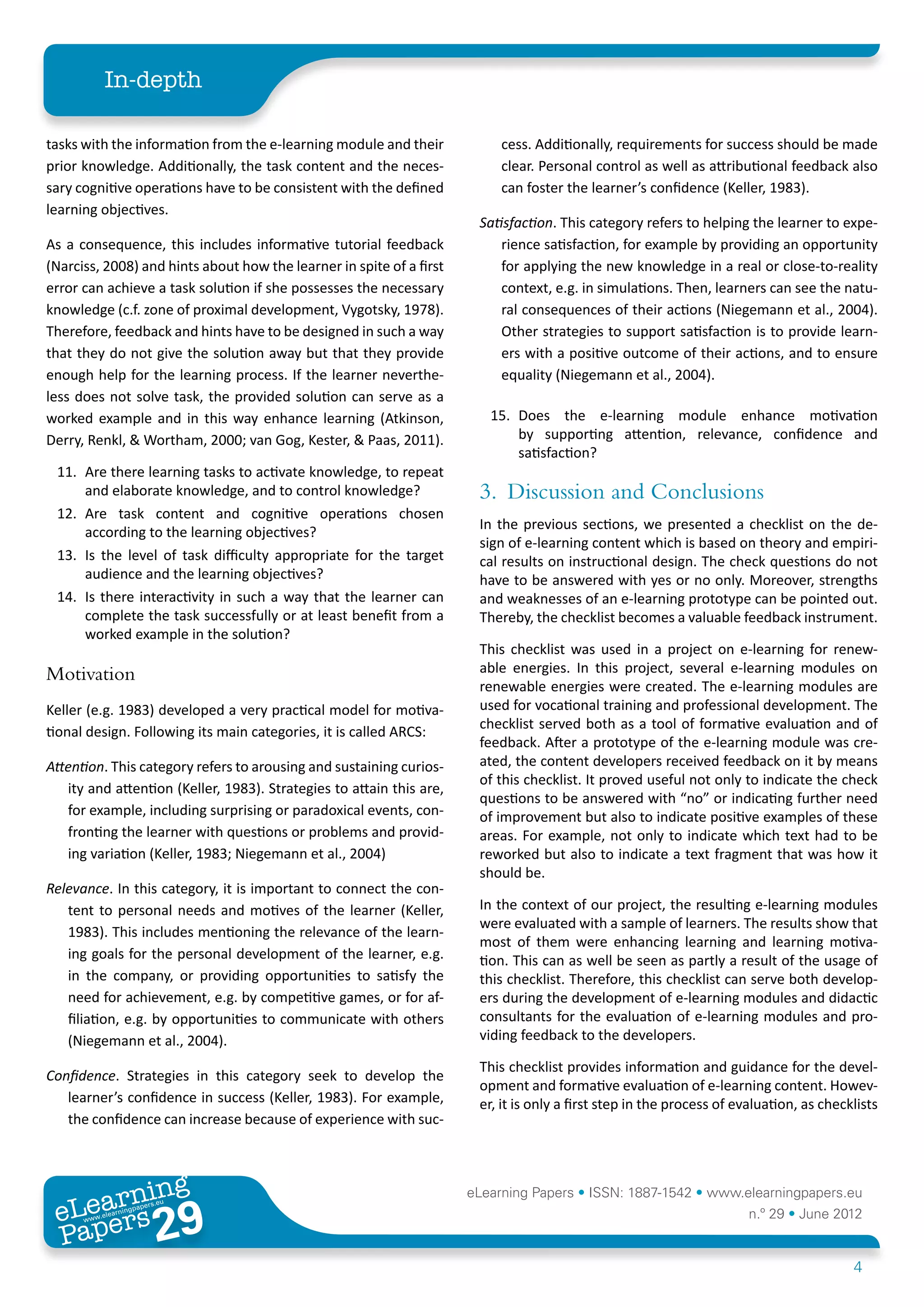 Checklist for a Didactically Sound Design of eLearning Content | PDF ...