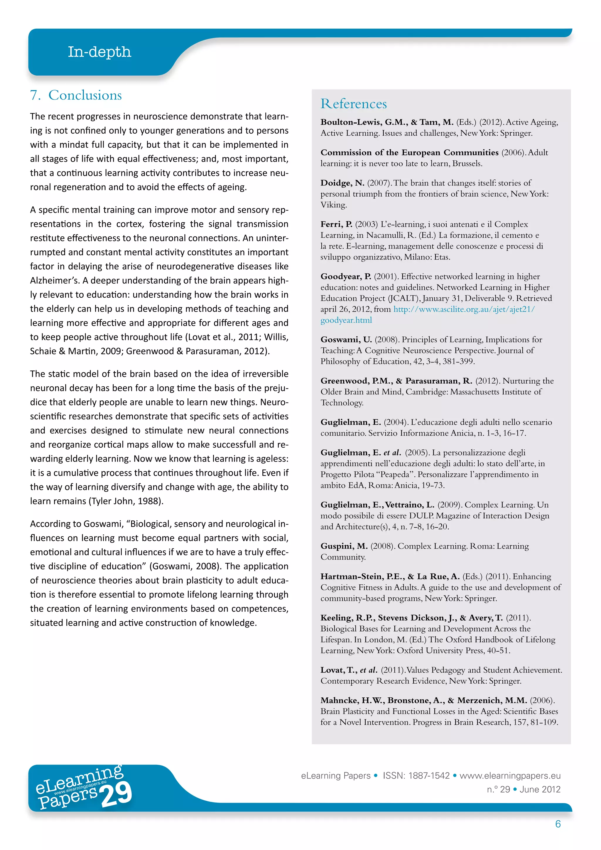 The Ageing Brain: Neuroplasticity and Lifelong Learning | PDF