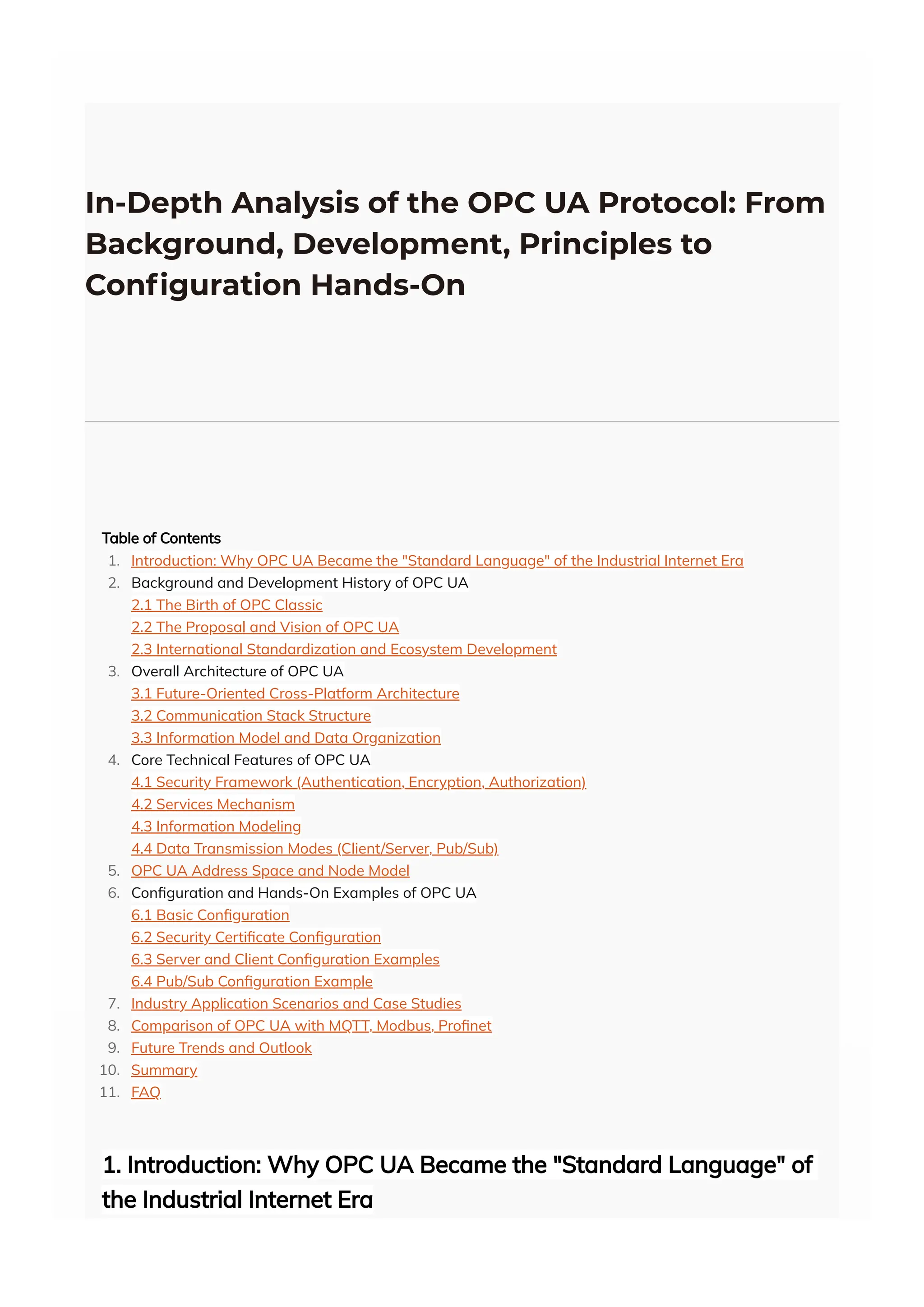 In-Depth Analysis of the OPC UA Protocol From Background, Development ...