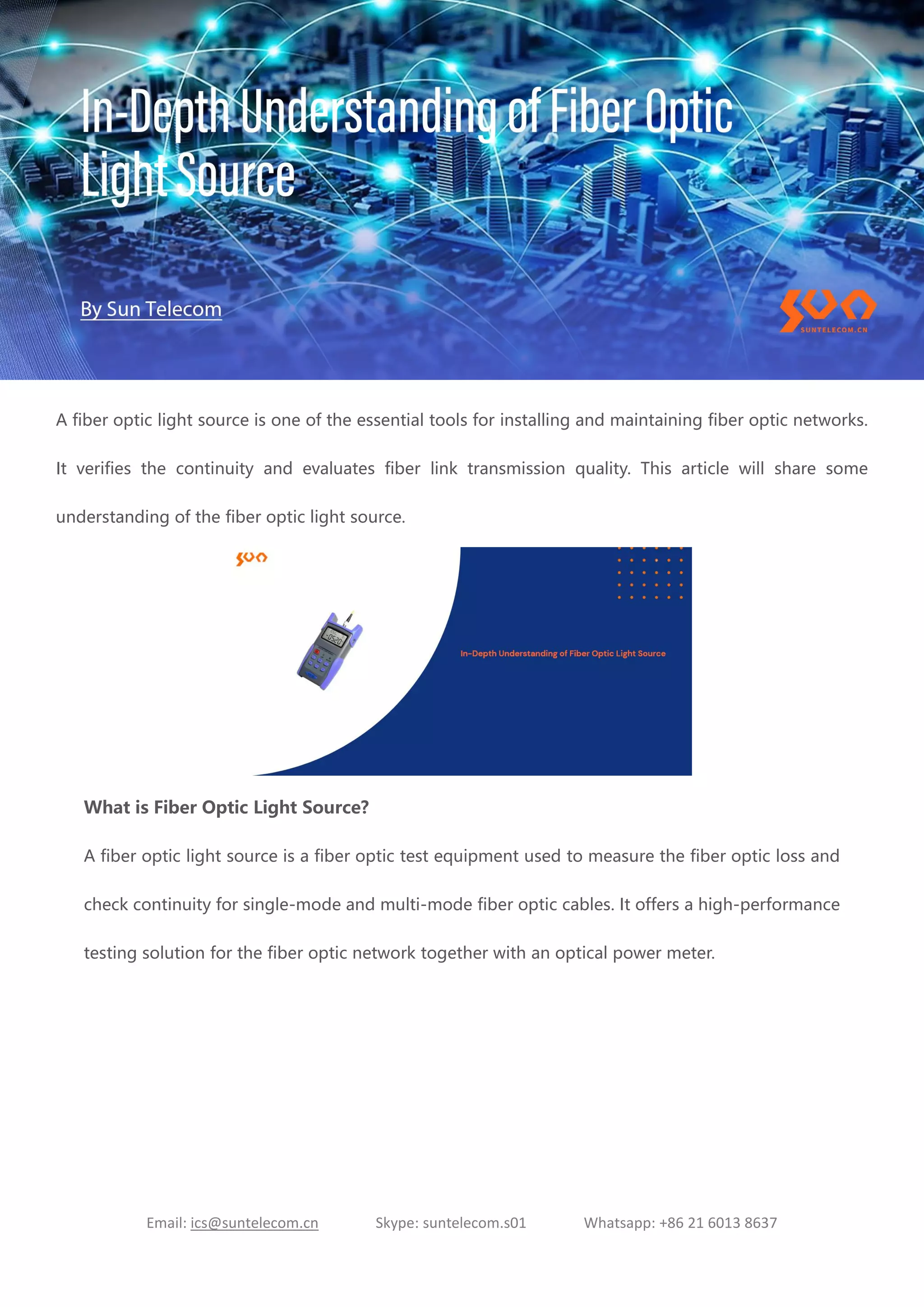 In-Depth Understanding of Fiber Optic Light Source | PDF