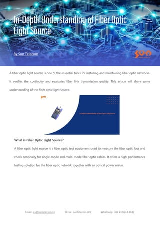In-Depth Understanding of Fiber Optic Light Source | PDF