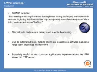In-Memory Fuzzing with Java (Publication from High-Tech Bridge) | PPT