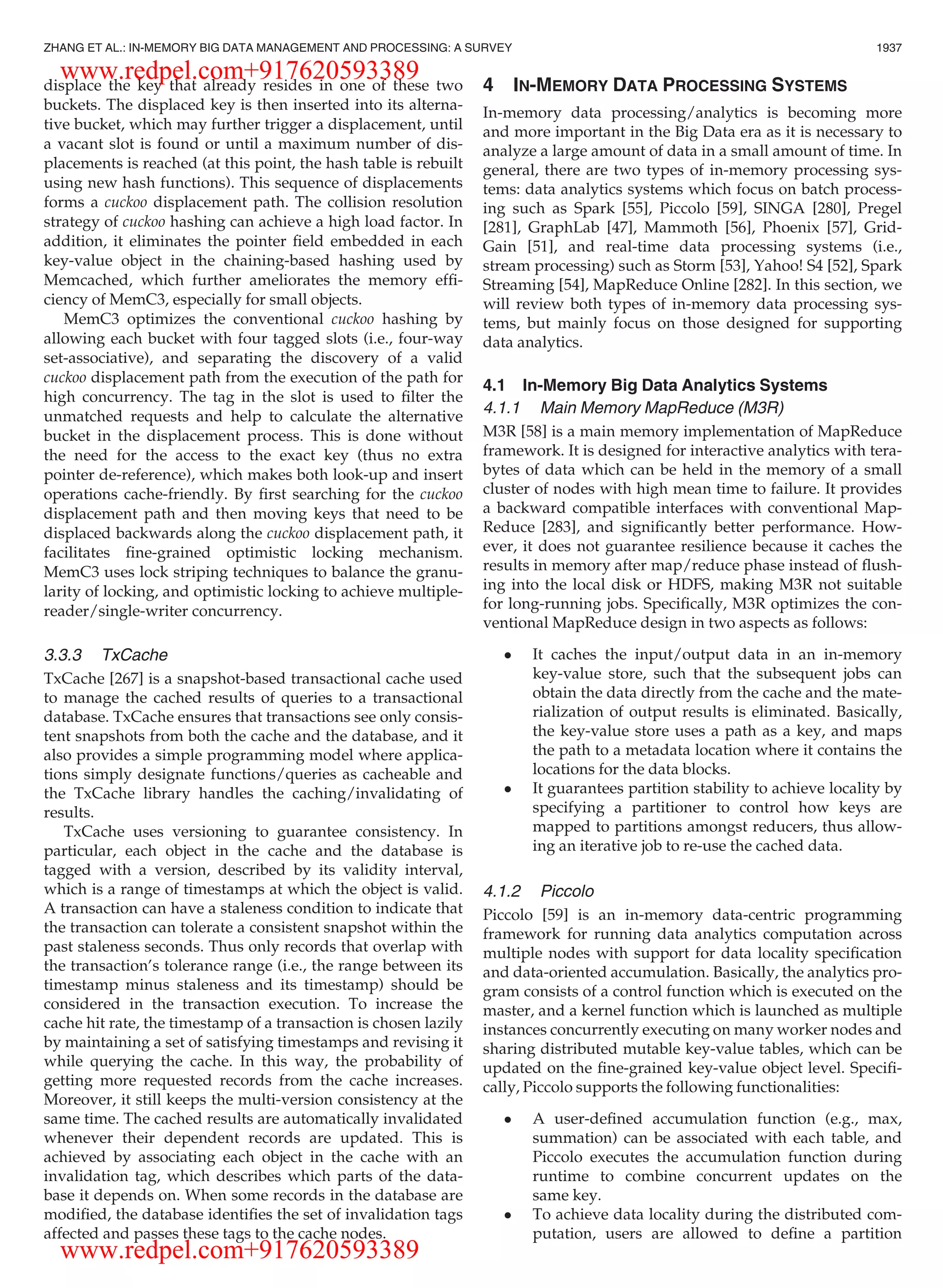 In memory big data management and processing a survey | PDF