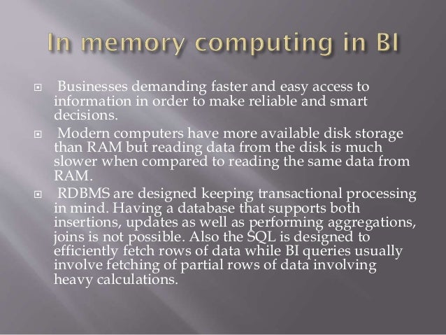 In memory computing