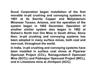 In pit crushing and conveying in surface mines | PPT
