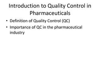 In Process Quality control Pharma for pharmacy students | PPTX