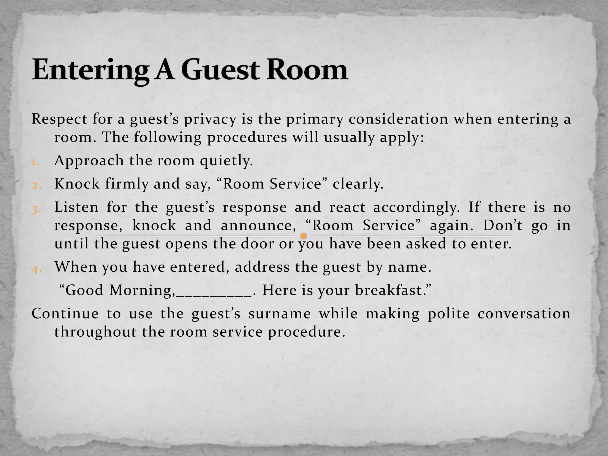 In-room dining service | PPTX