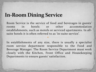 In Room Dining Service Ppt