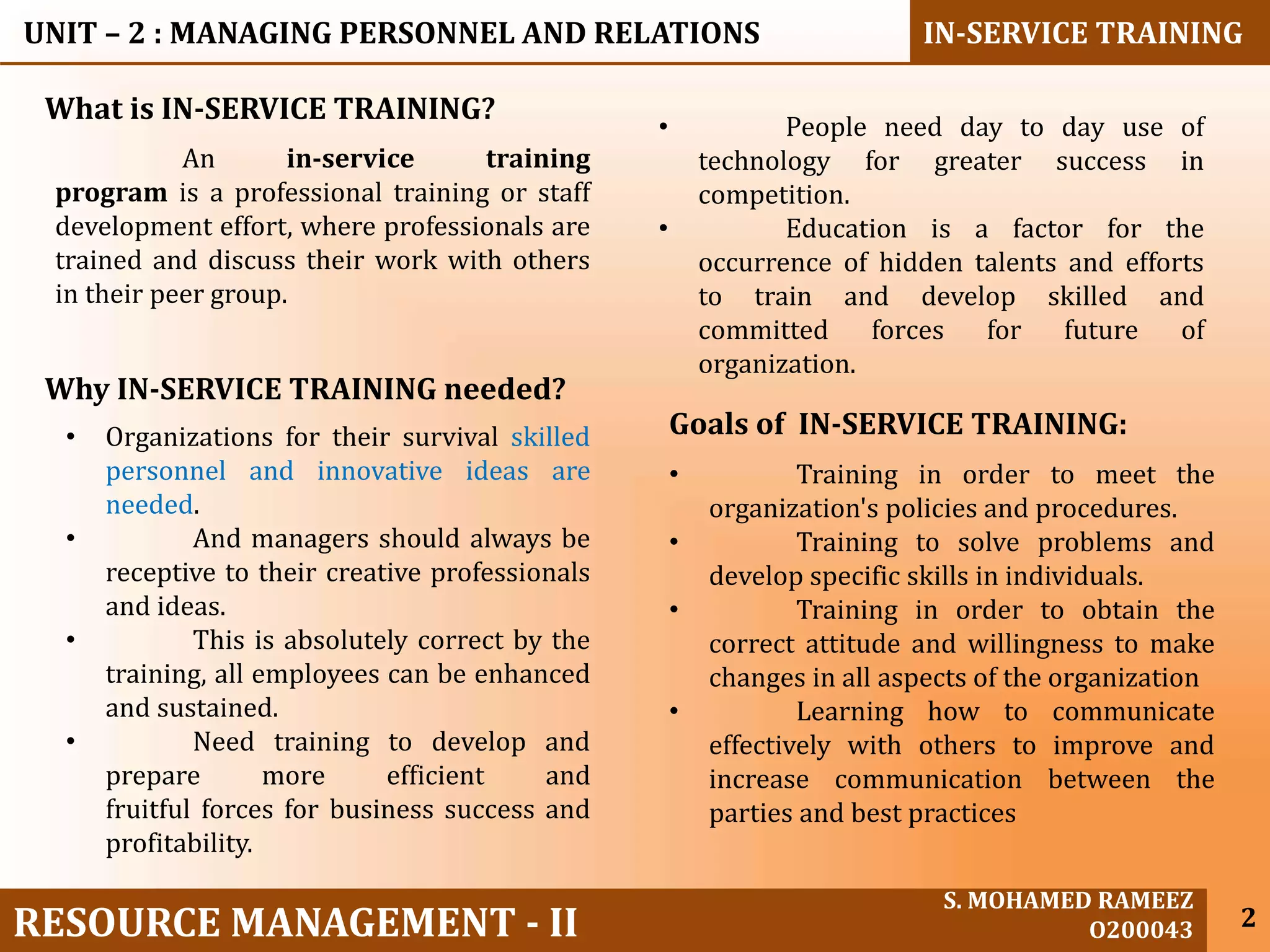 In service training | PPTX