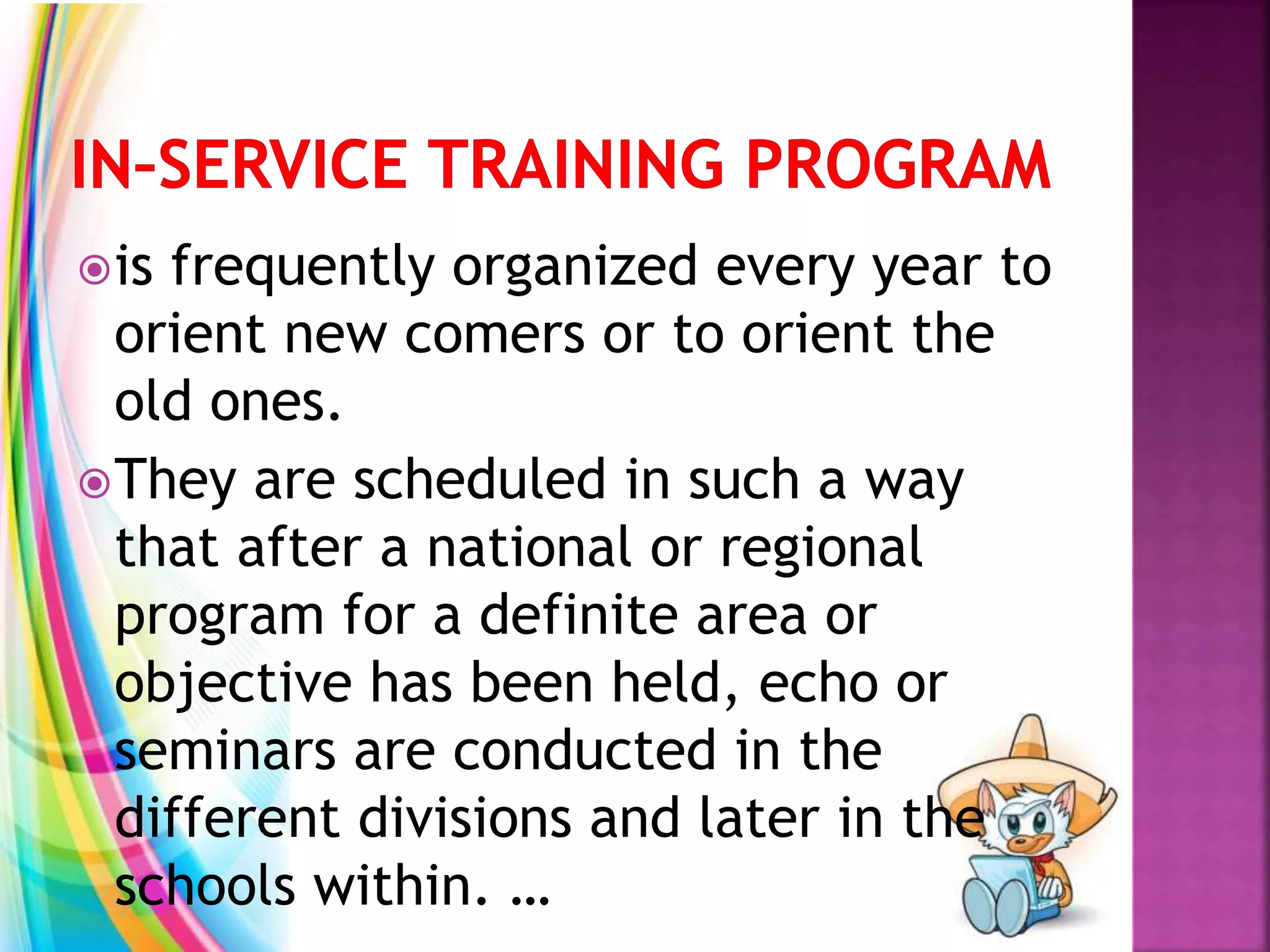 In service training for teachers and staff | PPTX