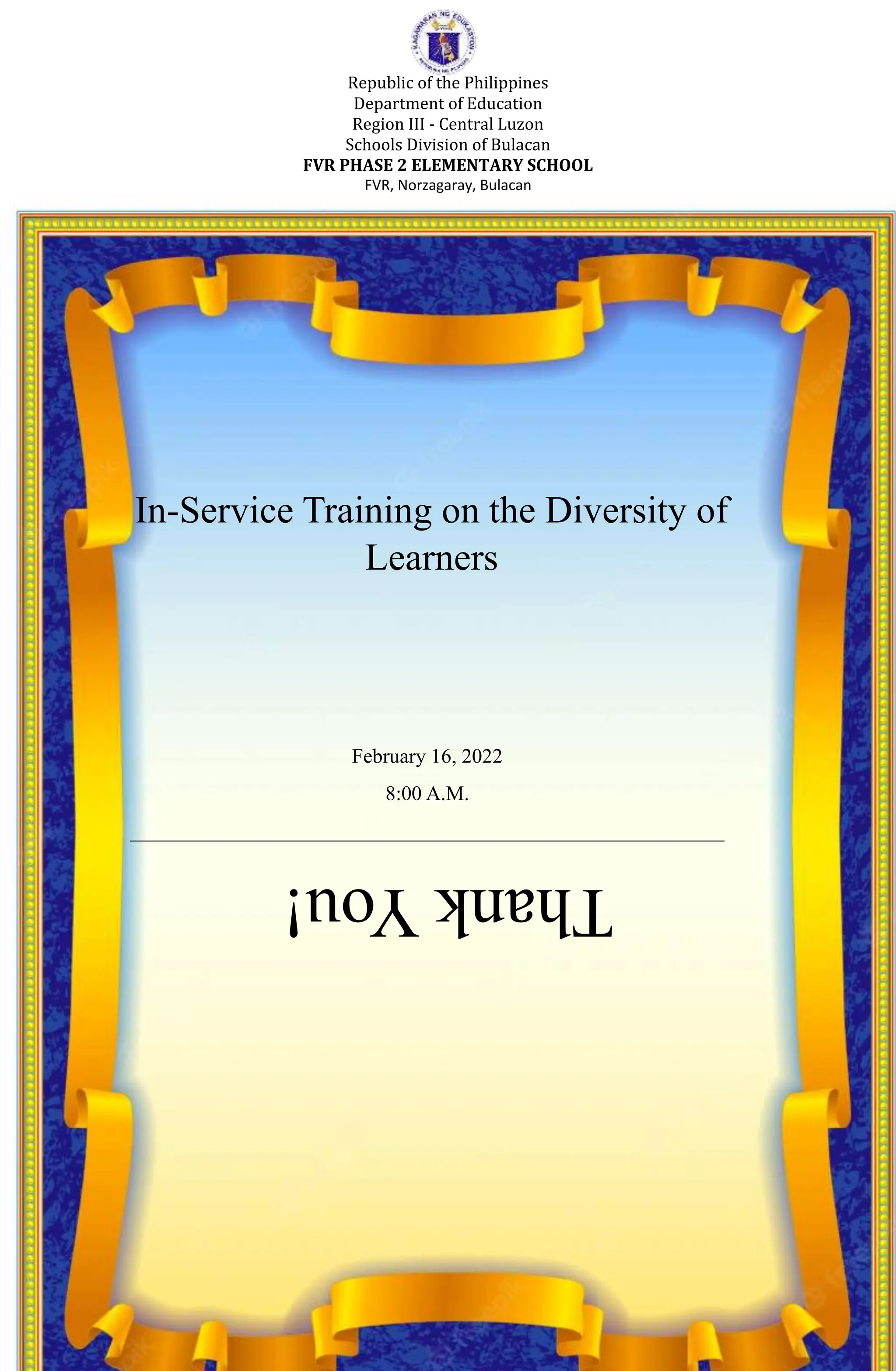 In-Service Training on the Diversity of Learners.docx