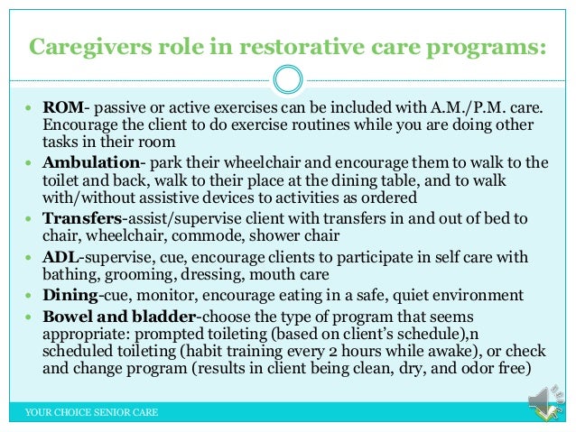 Your Choice Senior Care In-Service Traning Series - Restorative Care