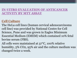 In vitro methods of screening of anticancer agents | PPTX