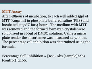 In vitro methods of screening of anticancer agents | PPTX