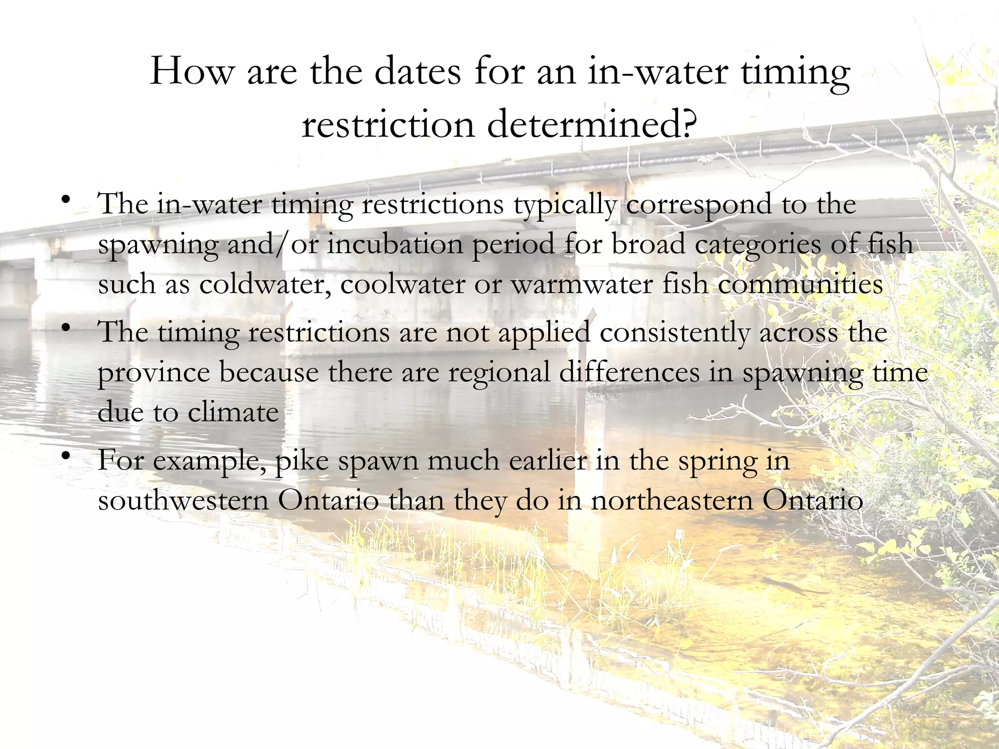 In Water Timing Restrictions | PPT | Science