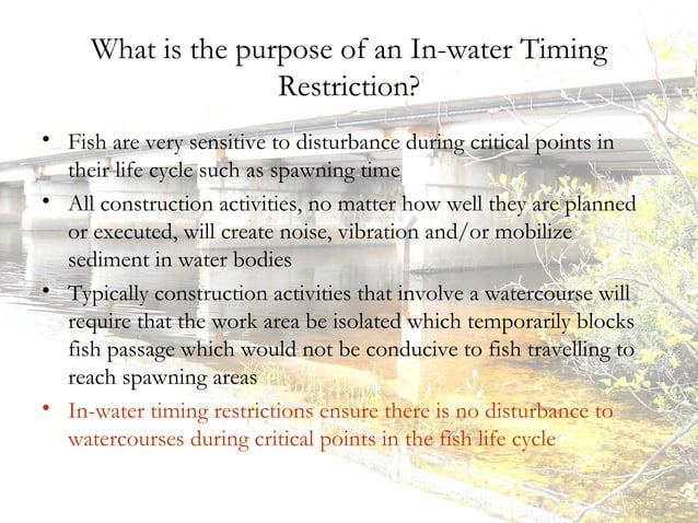 In Water Timing Restrictions | PPT | Science