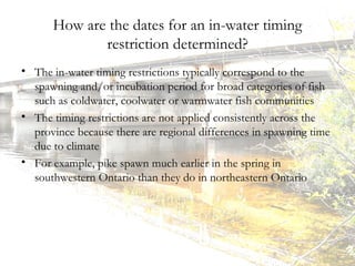 In Water Timing Restrictions | PPT | Science