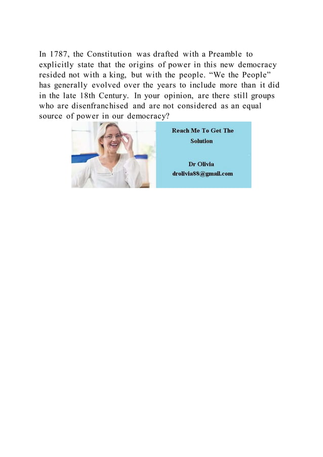 In 1787, the Constitution was drafted with a Preamble to explicitly | PDF