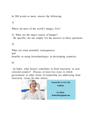 In 200 words or more, answer the following.1)Where do most o | PDF