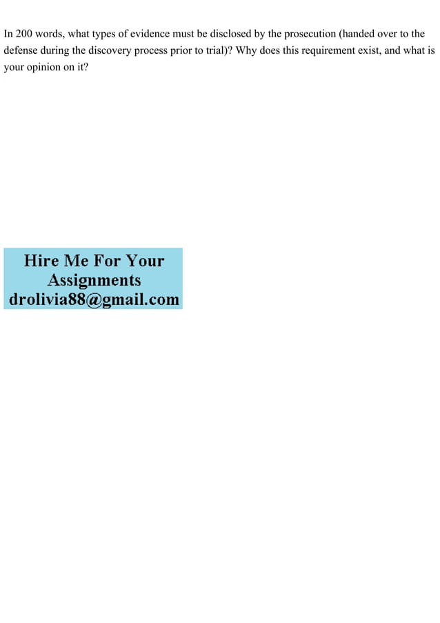 In 200 words, what types of evidence must be disclosed by the prosec.pdf