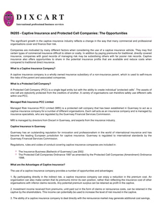 IN205 - Captive Insurance and Protected Cell Companies: The ...