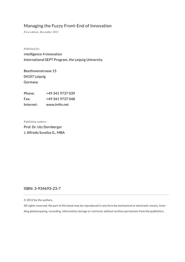 Fuzzy front end innovation | PDF