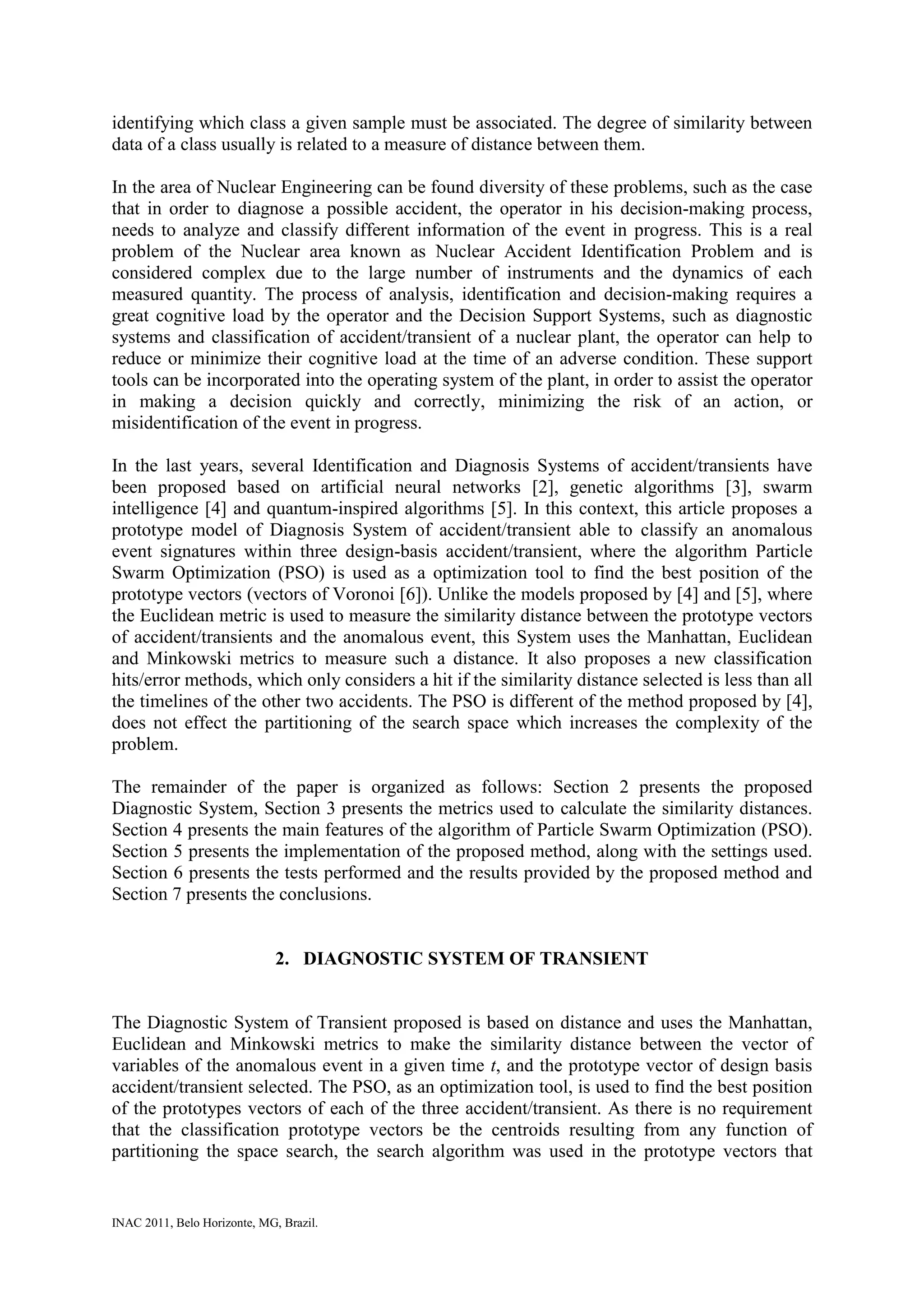 Diagnosis Of Class Using Swarm Intelligence Applied To Problem Of