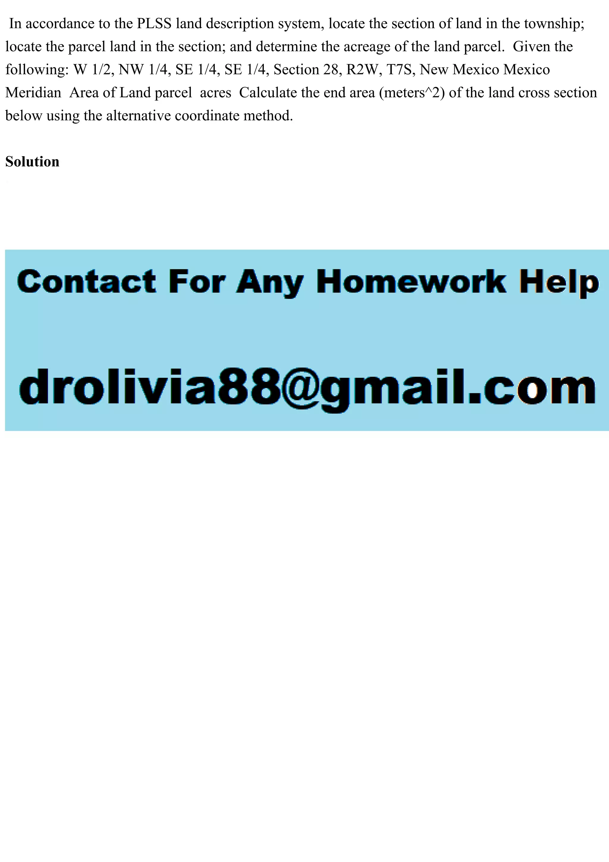 In accordance to the PLSS land description system, locate the section.pdf