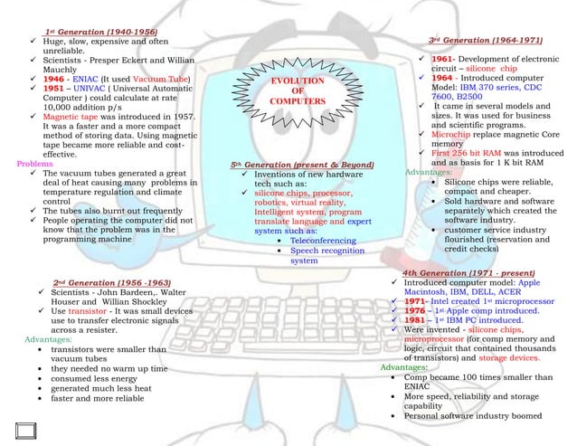 EVOLUTION OF COMPUTER pdf | PDF | Computing | Technology & Computing