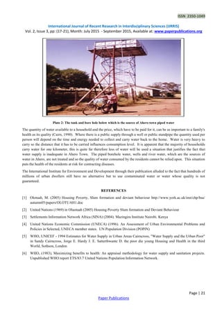 Inadequacy of Safe Domestic Water Supply in Small Urban Centre’s in Kenya: A Case Study of Ahero ...