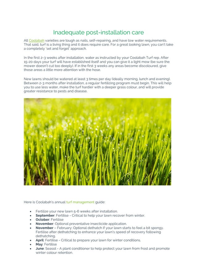 Inadequate post installation care