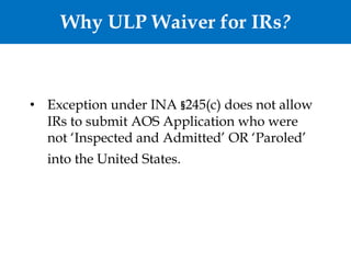 Inadmissibility Basics & Extreme Hardship Waivers. | PPTX