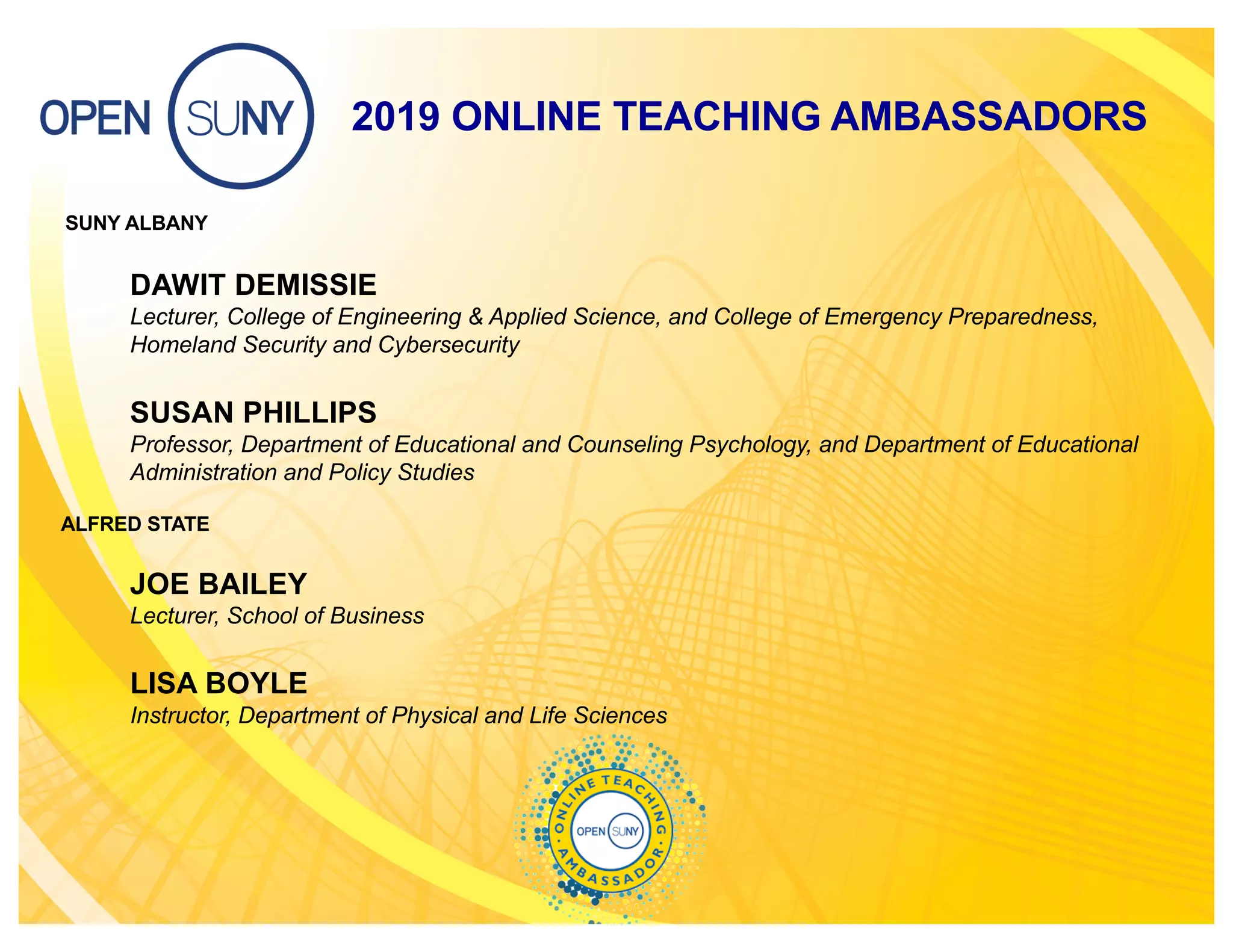 Open SUNY 2019 Online Teaching Ambassadors | PPT