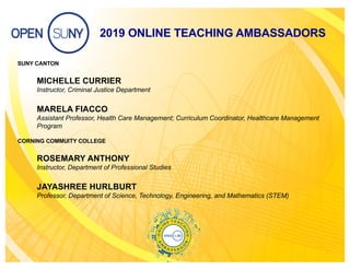 Open SUNY 2019 Online Teaching Ambassadors | PPT