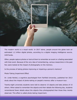 In a Snap: The Impact of Taking Photos on Memory Retention | PDF | Science