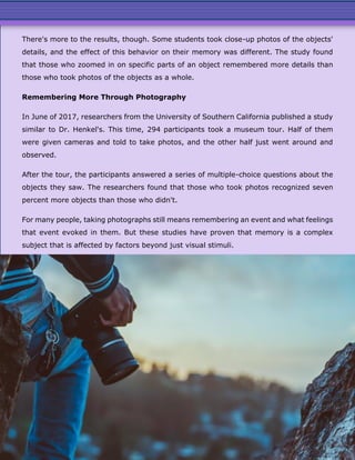 In a Snap: The Impact of Taking Photos on Memory Retention | PDF | Science